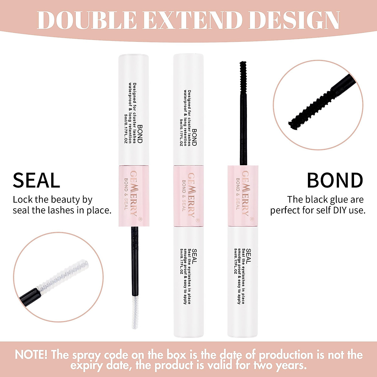 GEMERRY Lash Bond and Seal Cluster Lash Glue for Individual Lashes Long Retention 48-72 Hours Waterproof Individual Lash Glue for Lash Clusters DIY Eyelash Extensions Glue at Home