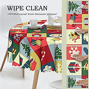 Elightvap Christmas Round Tablecloth 60 Inch, Polyester Lace Tablecloth,Stain Resistance, Water Repellent and Wrinkle-Free for Party Dinning Tabletop Wedding Home Deco
