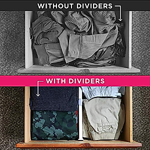 4 Drawer Dividers and Organizer, Organize Silverware and Utensils in Home Kitchen, Divider for Clothes in Bedroom Dresser, Designed to Not Snag Underwear and Bra Fabrics, Bathroom Storage Organizers