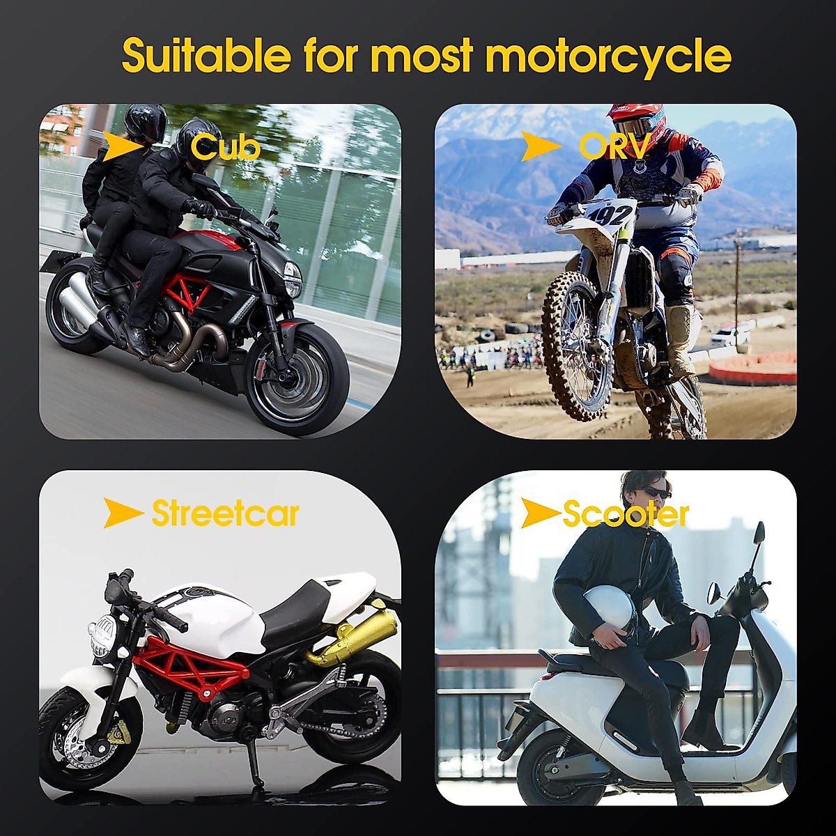 leepee Motorcycle Tire Pressure Monitoring System, Tire Pressure and Temperature Alarm, Wireless Motorcycle TPMS with 2 External Sensors, Support iOS and Android