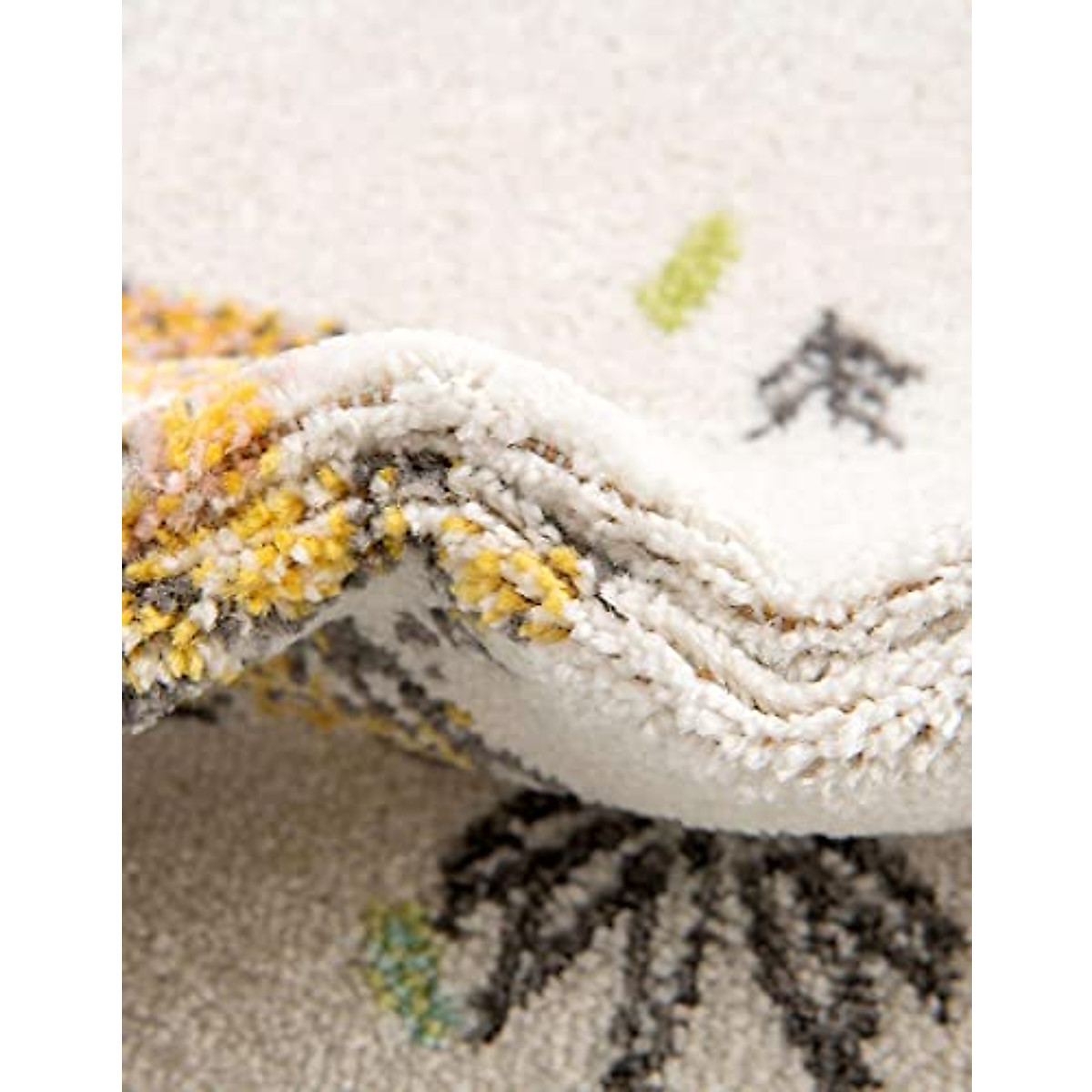 Unique Loom Whimsy Kids Collection Area Rug - Animals (Rectangular 5' 3" x 8' 0", Ivory/ Black)