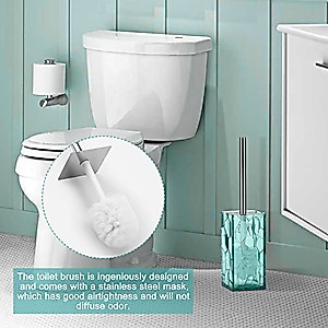 5 Piece Bathroom Accessories Set, Acrylic Bathroom Vanity Accessory Set with Toothbrush Holder Tumbler Lotion Dispenser Soap Dish Toilet Brush Set for Elegant Bathroom Decor and Gift Set (Blue)