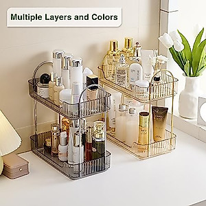 Bathroom Counter Organizer, 2 Tier Vanity Tray, Multi Purpose Bathroom Counter Shelf - Grey