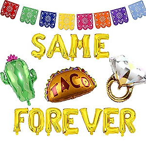 Mexican Gay Mexican Lesbian Bachelorette Party Decorations Kit -Fiesta Same Taco Forever Balloon Banner Taco Diamond Ring Cactus Foil Balloon Mexican Party Banners Funny Bridal Engagement Party