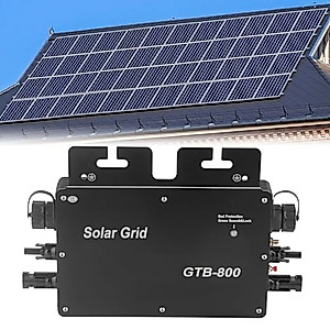 Therj 800W Micro Inverter, Automatic Identification Solar Grid Tie Microinverter DC to AC, WiFi Control Self Cooling 120/230V Automatic Identification Power Solar Inverters for Roof Outdoor(Black)