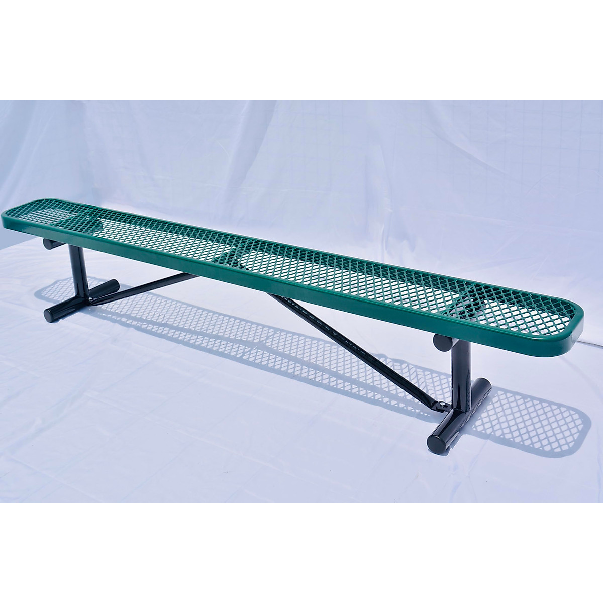 LifeYard 8' Park Bench, Outdoor Steel Bench, Expanded Metal (w/o backrest)