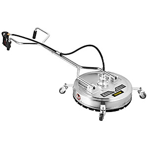 VEVOR 24" Surface Cleaner, 4000PSI Max. Pressure Flat Surface Cleaner, Stainless Steel Rotating Surface Cleaner, Pressure Washer Surface Cleaner w/ 3 Nozzles, Fit for 3/8" Quick Connector, for Patio