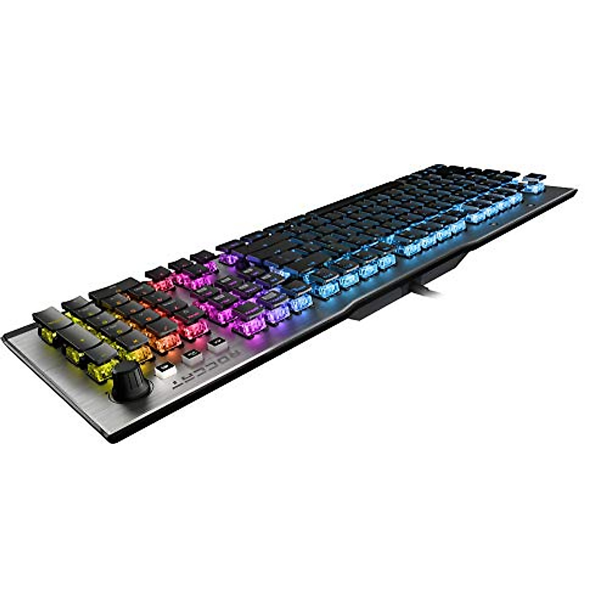 ROCCAT Vulcan 100 AIMO Mechanical PC Gaming Keyboard, RGB Lighting, Silent, Per Key LED Illumination, Brown Switches, Aluminum Top Plate, Silver