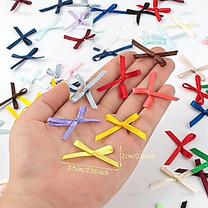 AUEAR, Mini Satin Ribbon Flowers Bows Ties Craft Scrapbooking Embellishment DIY Projects Bowties Decorations for DIY Hair Clips Pets Hair Bows (200 Pack)