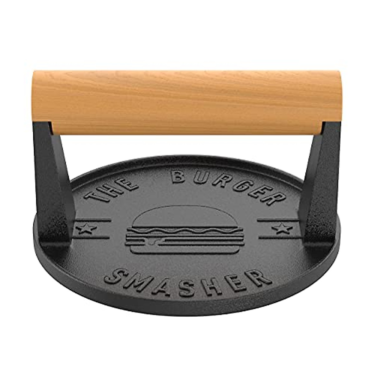 The Burger Smasher - Cast Iron Burger Press Kit w/Patty Paper Included | Hamburger Press Perfect for Flat Top Grill, Cast Iron Griddle or Skillet | Meat Press and Grill Press