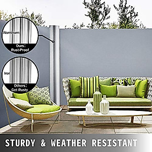 Retractable Side Awning 236" x 63",Double Retractable Patio Screen Waterproof, Retractable Room Divider Black for Privacy, Garden, Outdoor, Patio and Terrace