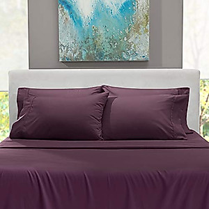 Nestl Extra Deep Pocket Bed Sheet Set – 6-Piece Hotel Bed Sheet Set Deep Pocket Bed Sheets 18-24 Inch Deep Pockets – Fitted Sheet, Flat Sheet and 4 Pillowcases – King – Eggplant Purple