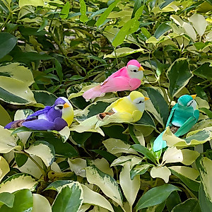 LWINGFLYER 12pcs Clip on Artificial Simulation Foam Feather Birds 3.5in Mini Love Birds for Craft Home Ornaments Garden Wedding Decoration Embellishing (Clip)