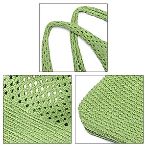 Ovida Crochet Mesh Beach Tote Bag Summer Y2K Aesthetic Knit Shoulder Bag Large Capacity Hobo Bag for Women