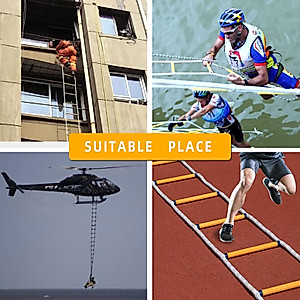 Emergency Fire Escape Ladder,Flame Resistant Safety Rope Ladder with Hooks10FT/13FT/16FT/26FT/32FT/49FT,Fast to Deploy,Easy to Store Withstand Weight up to 2000 pounds(26FT)