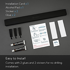 Stainless Steel Magnetic Knife Strip Holder with 3 Hooks 16 Inch, 25% Stronger Magnet, Adhesive Magnetic Knife bar Rack No Drilling - by KITCHENDAO