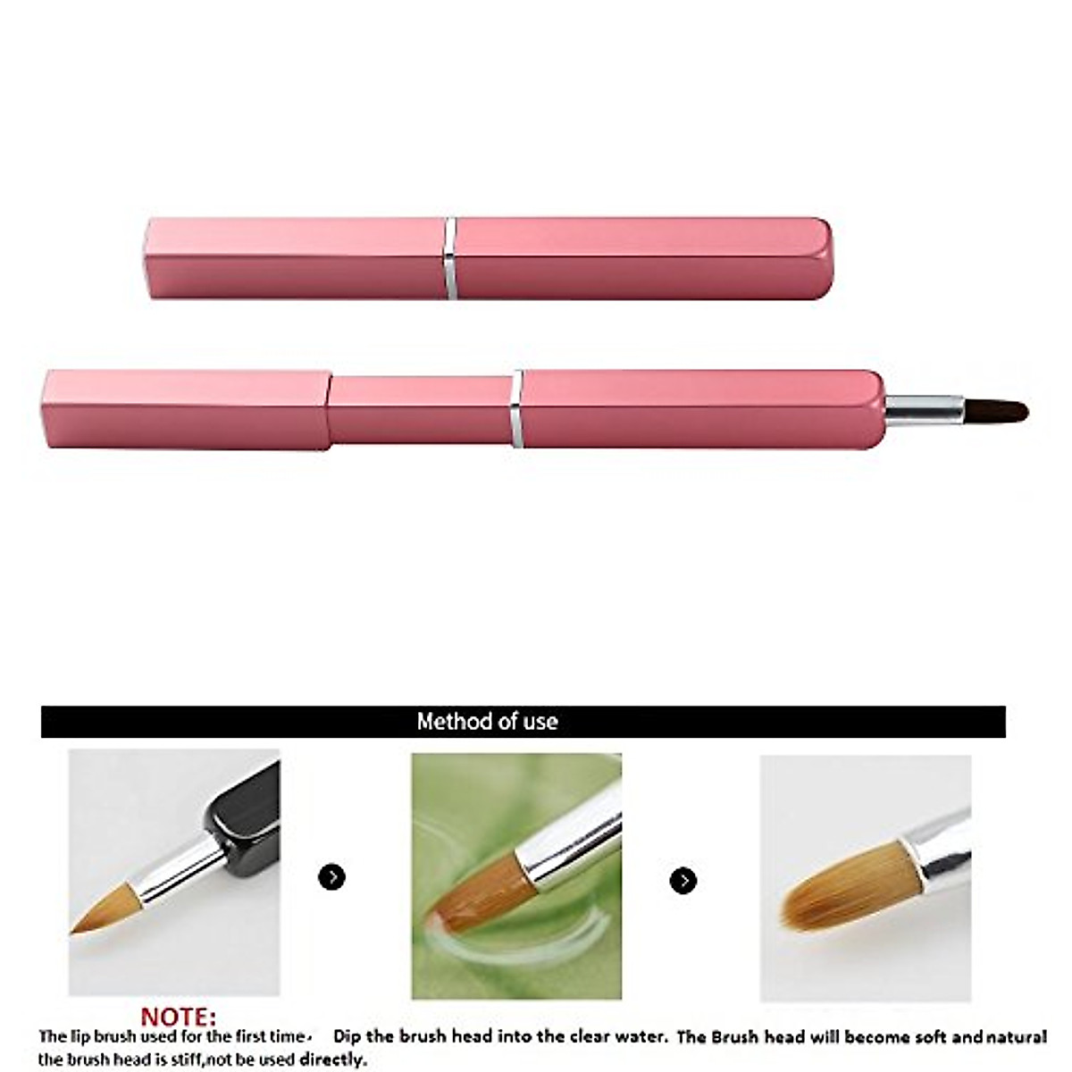 Exquisite Professional Lip Brush Applicators-Retractable Lipstick Brushes- Lipstick Gloss Makeup Brush Tool For Women and Girls (Pink)