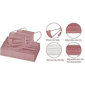 ZIYE 100 Pcs Non-medical Multicolor Disposable Face Masks, Breathable Non-woven Maskial Mouth Cover 3 Layer with Nose Clip Elastic Earloop 4Color