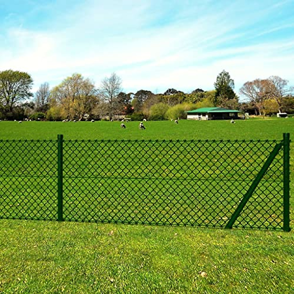 Chain Link Fence with Posts Spike Steel,Safety Fence Garden,Fence Garden Netting Chain Link Fence with Posts Steel Outdoor Residential Fencing for Yard Garden Farm 3'3"x82'