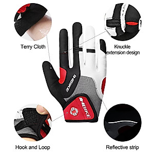 INBIKE 5mm Gel Pad Full Finger Gloves Men for Workout Gym Fitness Outdoor Red Large