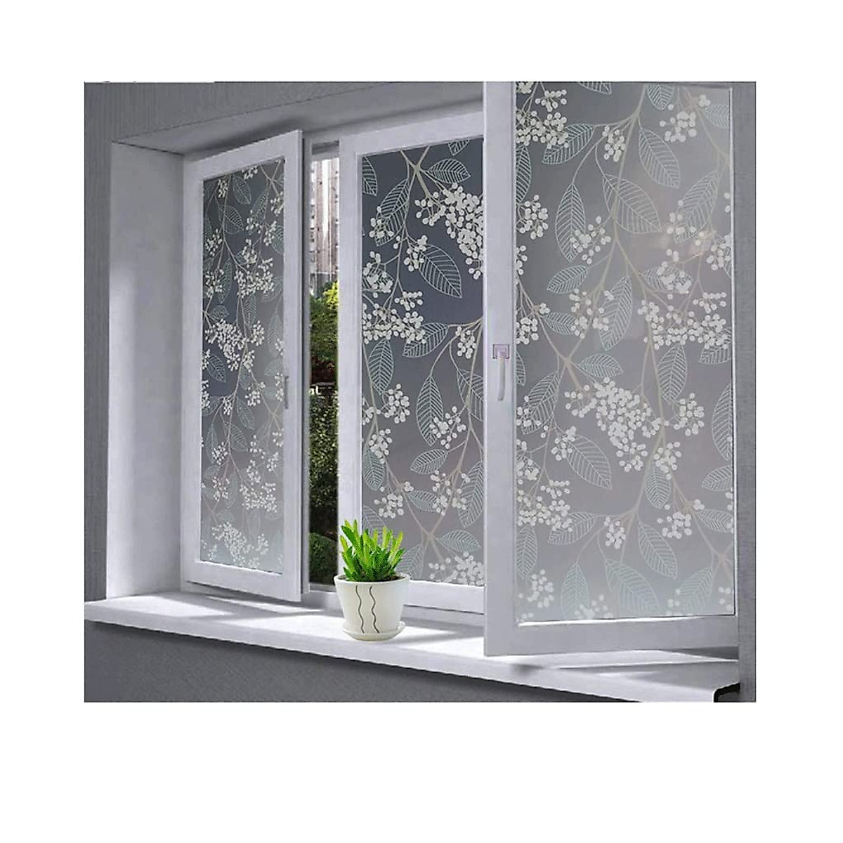 YUTR Decorative Privacy Window Film, No Glue Decor Static Cling Glass Sticker, Anti-UV Window Tint for Living Bath Room/Kitchen/Front Door or Office