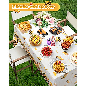 DYLZB 3PCS Truck Plastic Birthday Party Tablecloths,Construction Themed Table Cover for Kids Boy Parties Baby Showers Supplies, 54 x 108inch