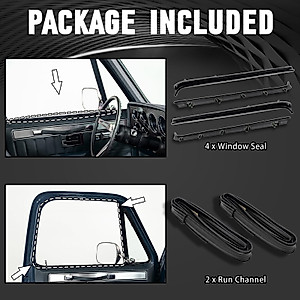 WEILEITE Front Door Window Channel Felt Trim Seal Weather Stripping Kit Compatible with GMC C1500 C2500 C3500 K1500 K2500 K3500 Suburban Jimmy Chevy C10 C20 C30 K5 K10 K20 K30 Blazer Suburban Truck