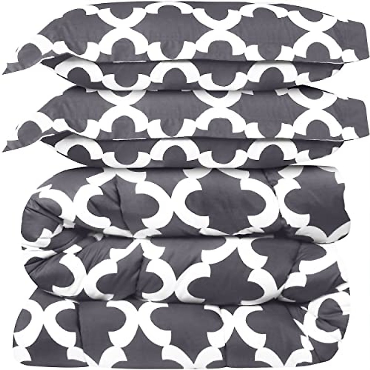 Utopia Bedding - Comforter Set with 2 Pillow Shams - 3 Pieces Bedding Comforter Sets - Down Alternative Comforter - Soft and Comfortable - Machine Washable, Quatrefoil Gray, King