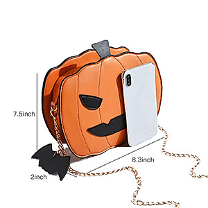 KUANG! Women Pumpkin Purse Novelty Bat Devil Tote Shoulder Bag Fashion Halloween Treat or Trick Handbags for Girls