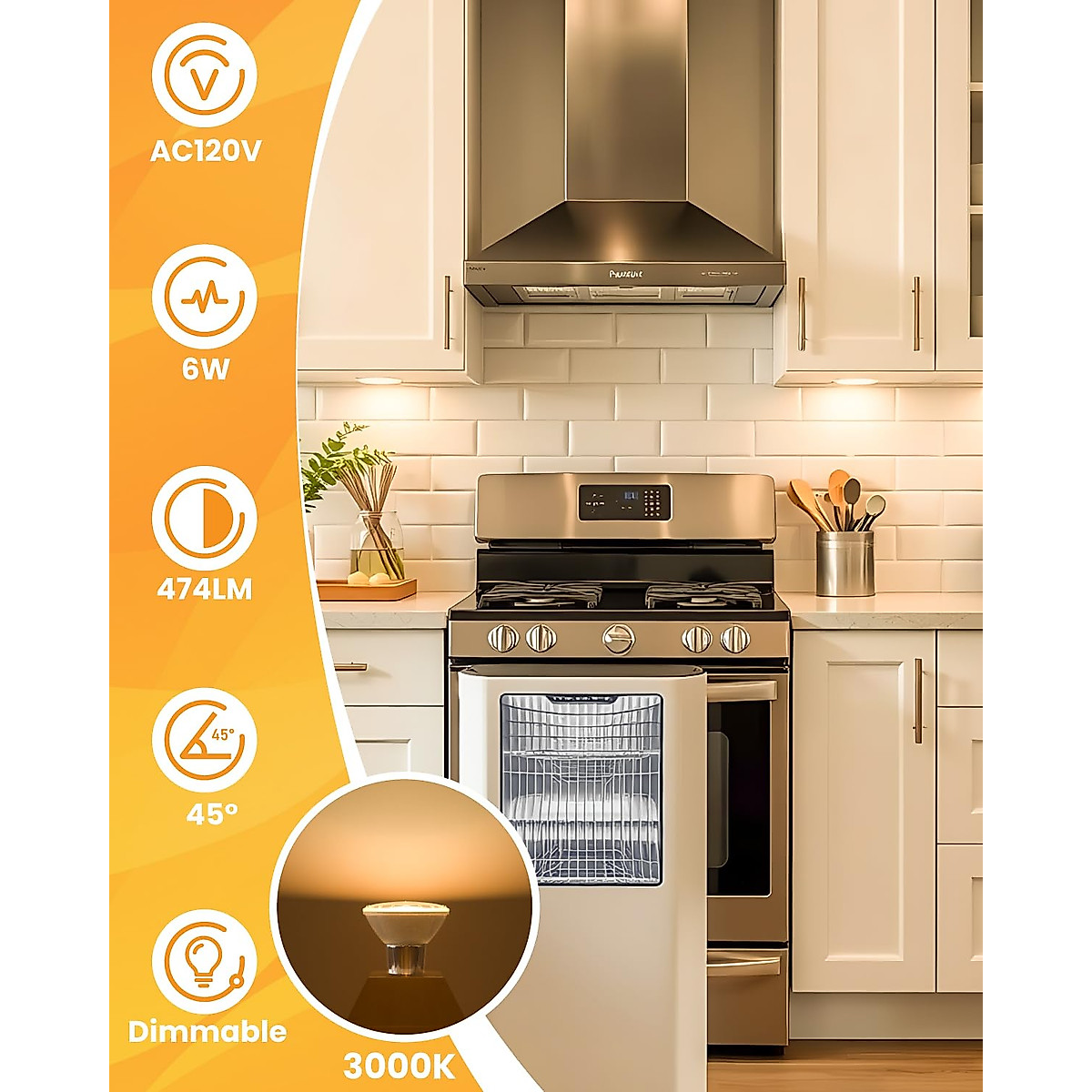 TobeBright 6W PAR20 LED Range Hood Light Bulbs E26 120V Dimmable Kitchen Stove Hood Light Bulbs, 6W LED Appliance Bulb Range Hood Replaces PAR20 50W Halogen Bulb, Warm White 3000K