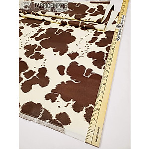 Vinyl Upholstery Embossed Texture Fabric Cow Fake Leather / 54" Wide/Sold by The Yard (Brown on Cream)