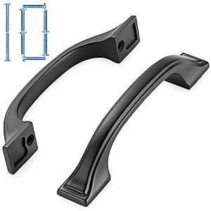 KOOFIZO Square Foot Craftsman Cabinet Bow Pull - Black Furniture Handle, 3 Inch/76mm Screw Spacing, 10-Pack for Kitchen Cupboard Door, Bedroom Dresser Drawer, Bathroom Wardrobe Hardware