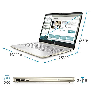 2022 HP 15.6" FHD Laptop PC Intel 11th 4-Core i5-1135G7 8GB DDR4 RAM 256GB NVMe SSD Intel Iris Xe Graphics Webcam HDMI WiFi AC RJ45 BT USB-C Backlit Keyboard Gold Windows 10 Pro w/RE Accessories