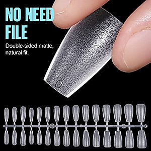 TOMICCA Soft Gel Nail Tips, 360pcs 15 Sizes Full Matte Coffin Nail Tips, Medium Full Cover Acrylic Nail Tips Pre-Shape False Fake Nail Tips For Easy And Fast Nail Extension Kit Diy Nail Salon