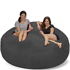 Chill Sack Bean Bags Large Bean Bag, 7-Feet, Charcoal Micro Suede