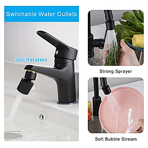 Hibbent NSF/ANSI/CAN 61 Certified Kitchen Faucet Aerator, CUPC Certification 360-degree Swivel Sprayer 2 Water Flow Sprayer Modes Faucet Extender-55/64Inch-27UNS Female Thread, Matte Black