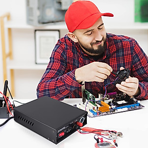 Pyramid Universal Compact Bench Power Supply- 12Amp Variable Linear Regulated Home Lab Benchtop AC-DC Power Converter - USB Port,Cigarette Lighter,115/230V AC,Screw Terminal,Cooling Fan - PSV150,Black