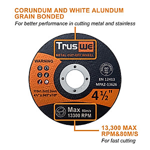Truswe Cut Off Wheels 4 1/2 Inch - 52 Pack 4.5 Cut Off Wheel Metal and Stainless Steel Cutting Wheel for Angle Grinder
