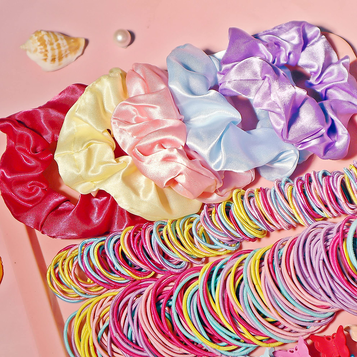 YANRONG Multicolor Hair Ties For Women Girls,Elastic Ponytail Holders Rubber Band For Thick Hair & Thin Hair Fashion Hair Accessories Set（2335PCS）