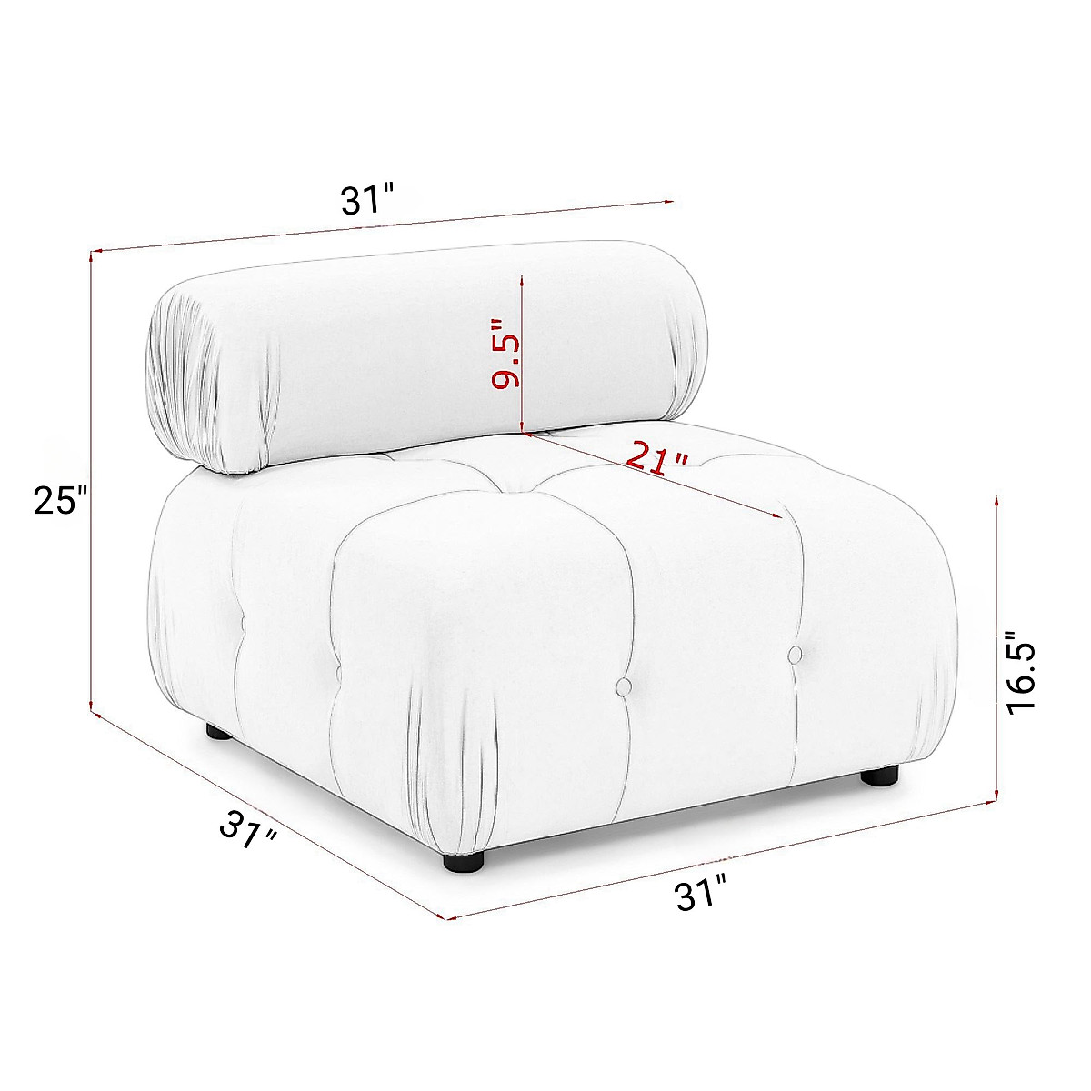 ChicFurnit Couch, L-Shaped Sectional Sofa, Modular Sectional Sofa with Reversible Ottoman, Button Tufted Designed Sofa Couch with Foam Cushions, Reversible Sectional Couches for Living Room, Black