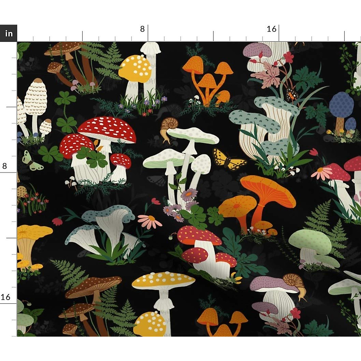 Spoonflower Fabric - Mushroom Garden Mushrooms Printed on Petal Signature Cotton Fabric Fat Quarter - Sewing Quilting Apparel Crafts Decor