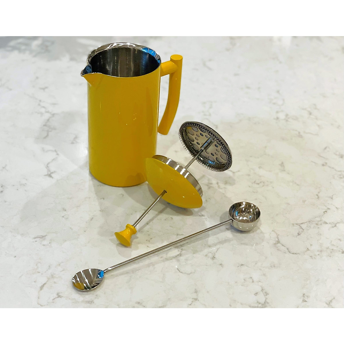 Frieling Double-Walled Stainless Steel French Press Coffee Maker, Sunshine Yellow, 34 fl oz.