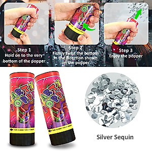 Confetti Poppers Cannons for Wedding Birthday Graduation Baby Shower Kids Fun Party Supplies Decorations and Favors (Silver)