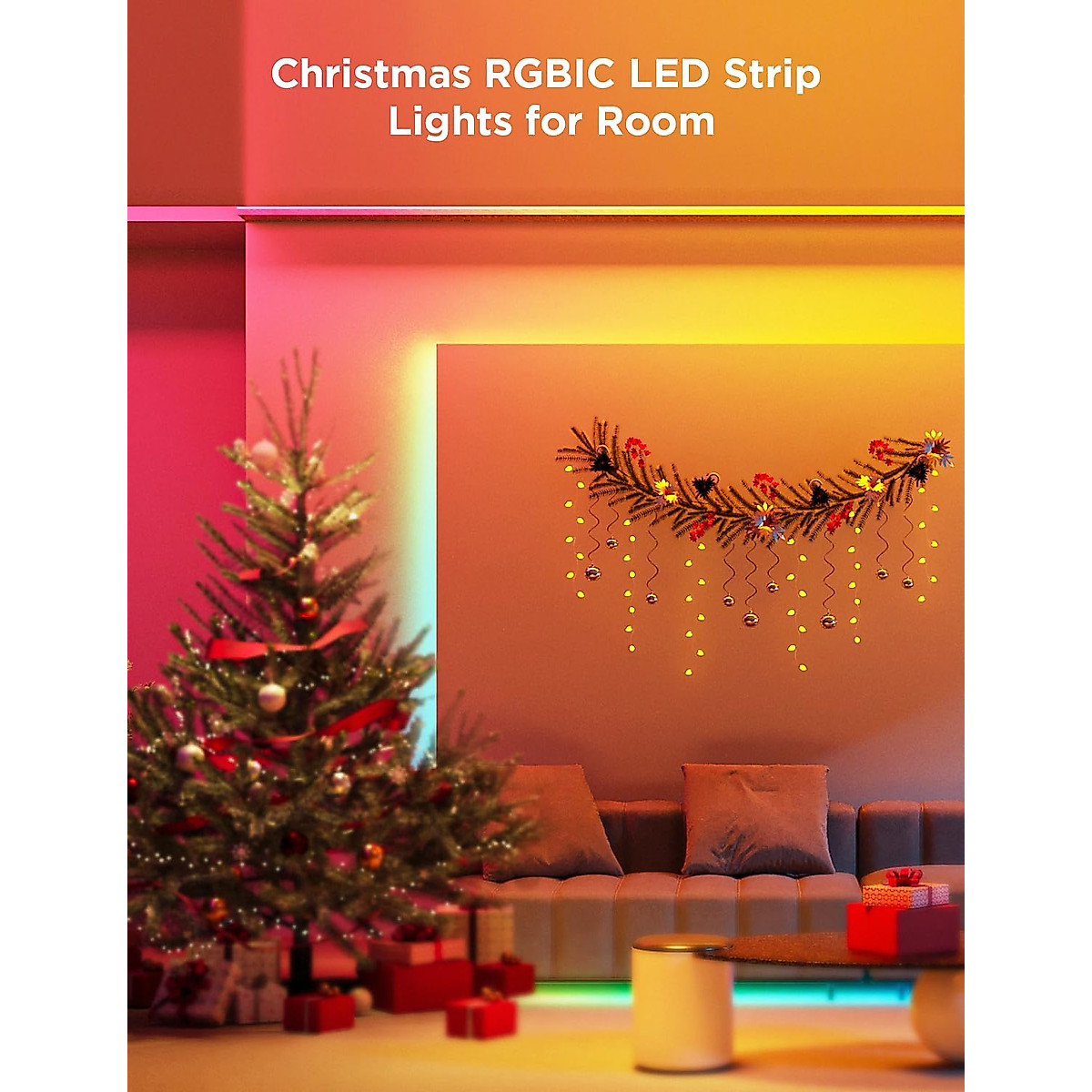 Govee RGBIC LED Strip Lights M1 with Matter, 6.56ft WiFi LED Lights for Cabinet, TV, Bed and Gaming Desk Bundle RGBIC LED Strip Lights M1, 3.28ft LED Lights Extension Without Plug
