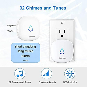 Wireless Motion Sensor Door Chime: Business Entry Doorbell Indoor Motion Detector Buzzer (500Ft Range, 32 Tunes, 5 Level Volume) Store Entrance Alert Bell Bed Alarm for Elderly Dementia Patients