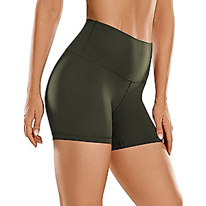 CRZ YOGA Womens ButterLuxe Biker Shorts 6 Inches - High Waisted Workout Running Volleyball Spandex Yoga Shorts Olive Green Medium
