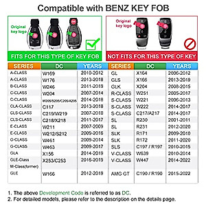Becoci Compatible with Mercedes Benz Key Fob Cover with Keychain, Key Fob Case for Mercedes Benz A B C E G R S V Class, CLA CLS GL GLA GLE GLS GLK SL SLK SLS, AMG GT, Premium Key Shell, Red