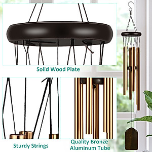6 Pieces Wind Chimes 28 Inch Deep Tone Wind Chimes with 6 Aluminum Tubes Memorial Wind Chimes Outdoors Soothing Melody Wind Chimes Rustic Wind Chimes for Farmhouse Garden Patio Home Decor (Bronze)