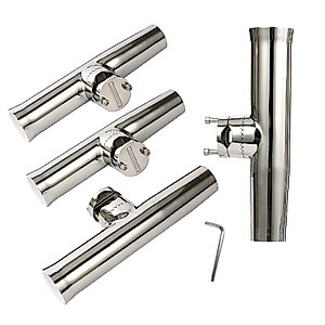 YaeMarine 4Pcs Boat Fishing Rod Holder Stainless Tournament Style Clamp on Fishing Rod Holder for Rails 1" to 1-1/4" Rail Mount Rod Holder