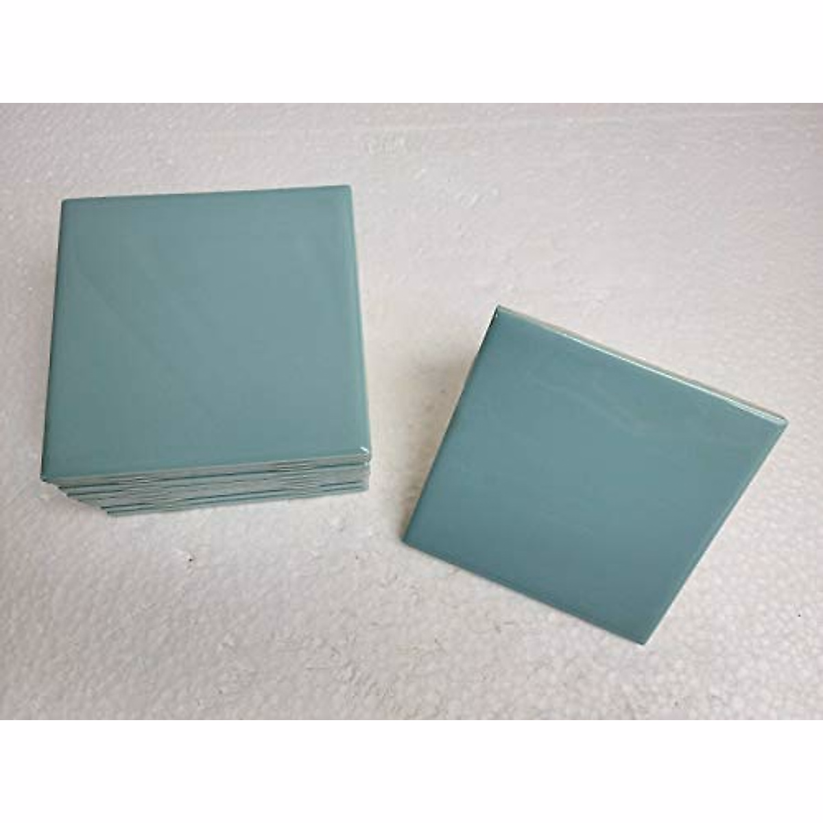 Surf Green 4 inch Blue Aqua Glow Ceramic Tile 4.25 in 4x4 Subway Square Daltile Color 0197 Classic Color 105 Box 10 Piece